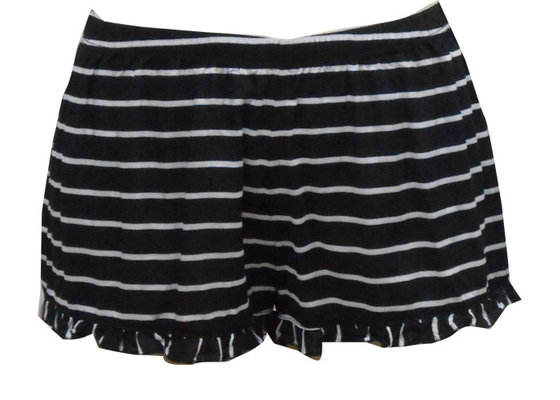 Flounce Bottom Black And White Horizontal Striped Shorts , Women'S Low Rise Trousers supplier
