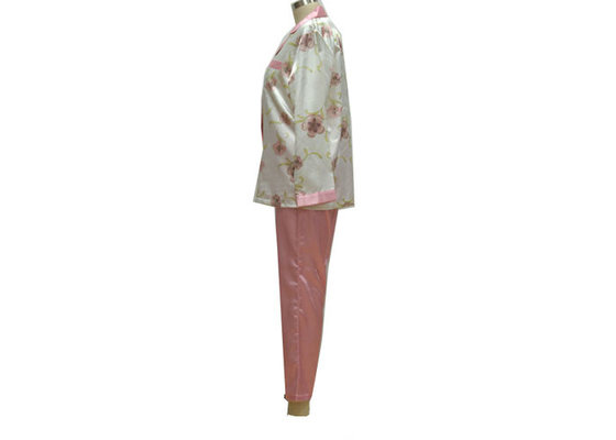 Women'S Button Down Pajama Sets , Girls Satin Pajamas 85% Polyester 15% Cotton supplier