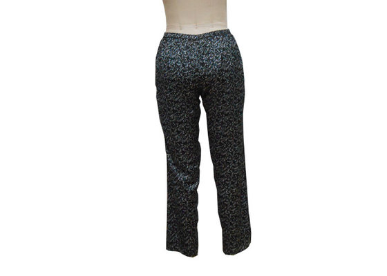 White Fireworks Print Matt Satin Ladies Casual Pants 100 Polyester Trousers supplier