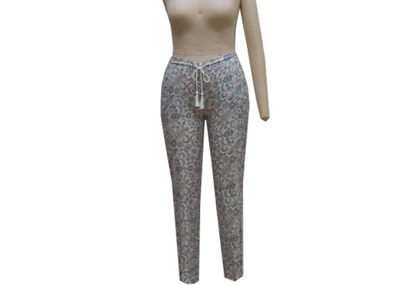 Cashew Print Ladies Casual Pants Plus Size Tall Trousers With Pompom Waist String supplier