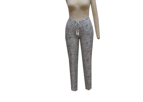 Cashew Print Ladies Casual Pants Plus Size Tall Trousers With Pompom Waist String supplier