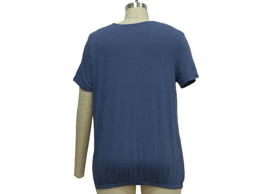Customized Color Smart Casual Ladies Wear Womens Banded Bottom Shirts Light Blue supplier