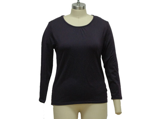 Plain Crew Nack Casual Ladies Wear Single Face Fleece Basic Long Sleeve T Shirt supplier
