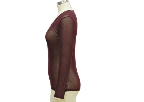 Sexy Perspective Women'S Slim Fit T Shirts , Mesh 100 Polyester Long Sleeve Shirts supplier