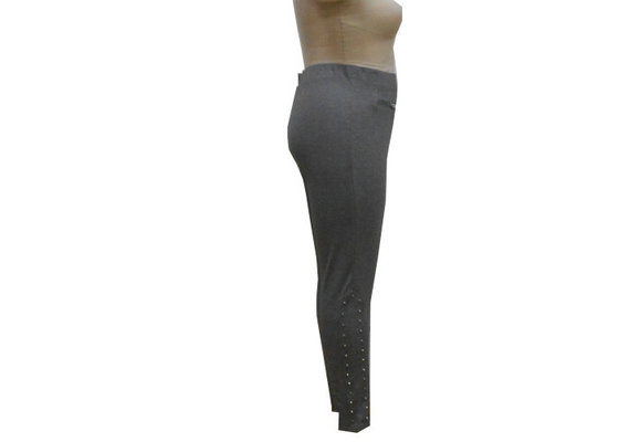 Grey Women'S Sport Knit Pants , Spandex Workout Pants With Hotstone Decoration supplier