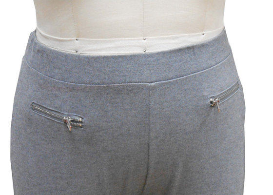 Grey Women'S Sport Knit Pants , Spandex Workout Pants With Hotstone Decoration supplier
