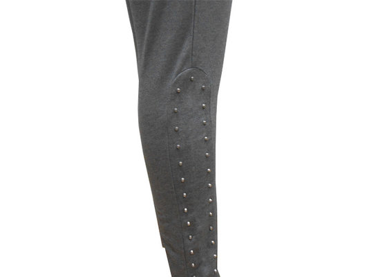 Grey Women'S Sport Knit Pants , Spandex Workout Pants With Hotstone Decoration supplier