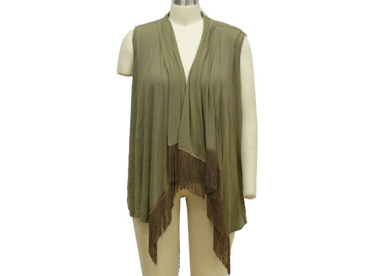 Sleeveless Casual Ladies Wear Long Drape Front Cardigan Knitting Pattern supplier
