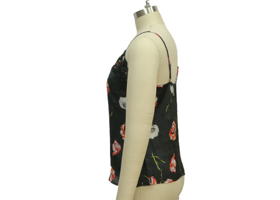 Neck Lace Casual Ladies Wear Floral Strappy Midi Dress Nightwear 100% Polyester Satin supplier