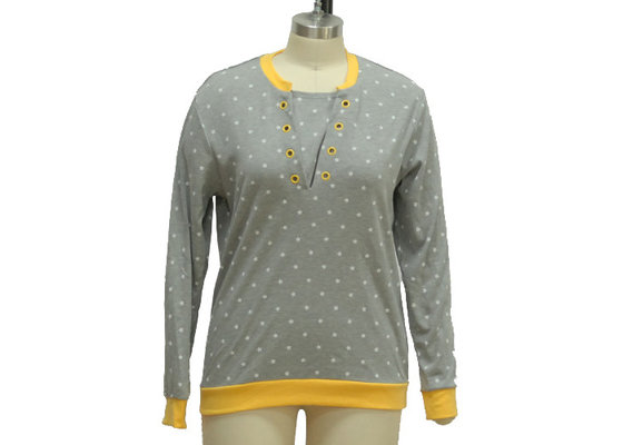 Cute Elbow Star Patch Casual Ladies Wear Cotton Winter Pajamas Big Eyelet At Front supplier