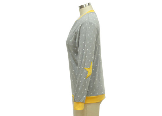 Cute Elbow Star Patch Casual Ladies Wear Cotton Winter Pajamas Big Eyelet At Front supplier