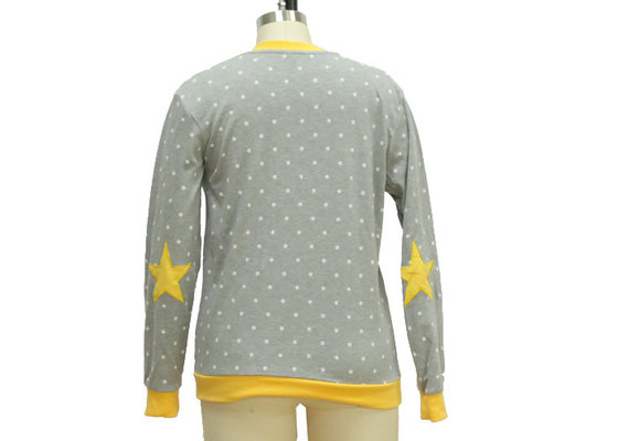 Cute Elbow Star Patch Casual Ladies Wear Cotton Winter Pajamas Big Eyelet At Front supplier