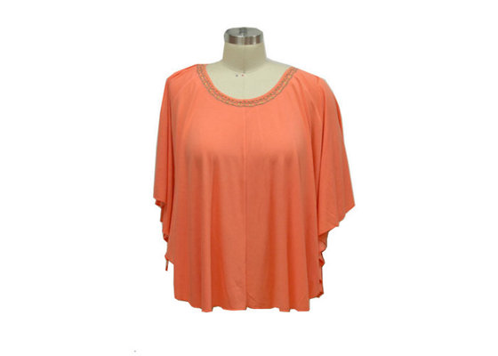 Ladies Casual Wear Raglan Short Sleeve With Stone / Ladies  Softness T Shirt   drop-shoulder sleeve supplier