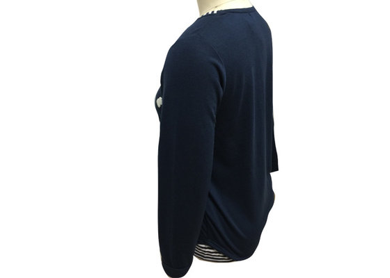 Yarn Dye Insert Layer Ladies Casual T Shirts Womens Fall Tops With Puff Print supplier