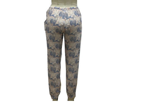 Fashion Ladies100% Viscose Elastane Trousers , Womens Beach Pants Flowers Printed supplier