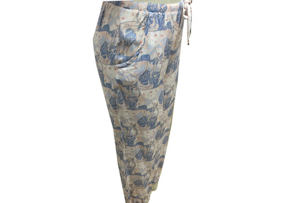 Fashion Ladies100% Viscose Elastane Trousers , Womens Beach Pants Flowers Printed supplier