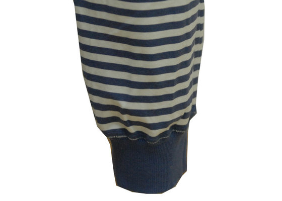Womens High Waisted Cigarette Trousers , Blue And White Striped Pants Outfit supplier