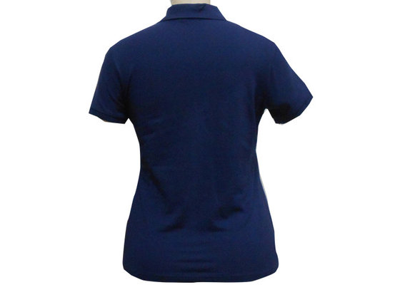 Solid Color Womens Uniform Polo Shirts , Women'S Short Sleeve Button Down Collar Shirts supplier