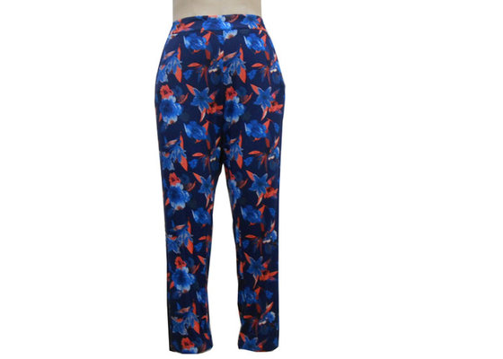 Reactive Print Flowers Ladies Casual Pants Womens Summer Trousers For Travel supplier