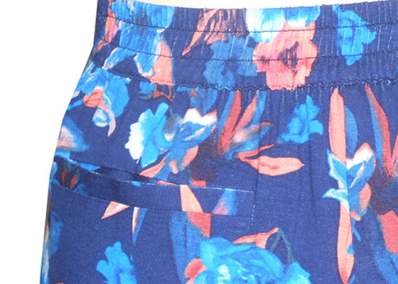 Reactive Print Flowers Ladies Casual Pants Womens Summer Trousers For Travel supplier