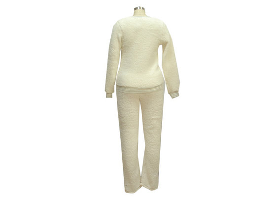 Thick Soft Coral Fleece Ladies Pajama Sets Warmest Winter Pajamas Yarn Dyed Rib Cuffs supplier