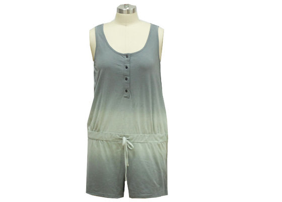 Grey Cotton Ladies Summer Playsuits , Sleeveless Women'S Wide Leg Jumpsuit supplier