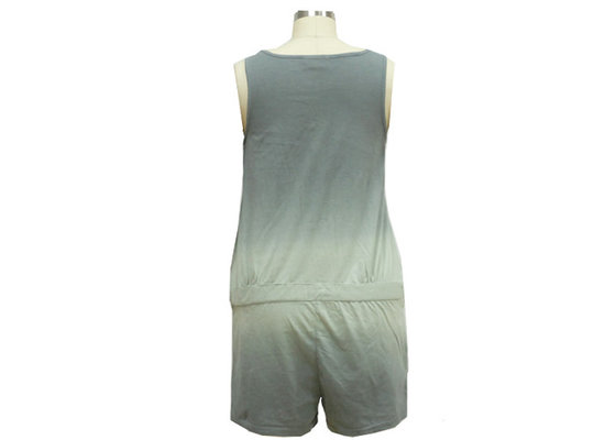 Grey Cotton Ladies Summer Playsuits , Sleeveless Women'S Wide Leg Jumpsuit supplier
