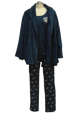 Cotton Jersey Coral Fleece Ladies Pajama Sets Black Women'S 3 Piece Pj Sets supplier