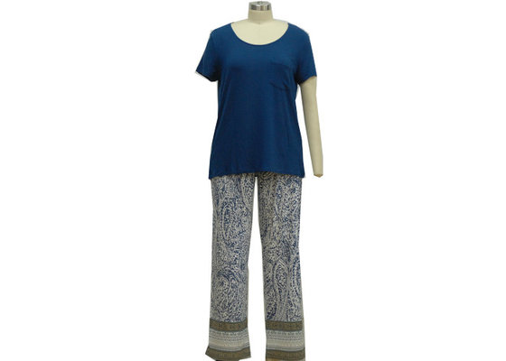 Nice Printed Womens Striped Pyjamas , Casual Ladies Short Sleeve Pajama Sets supplier