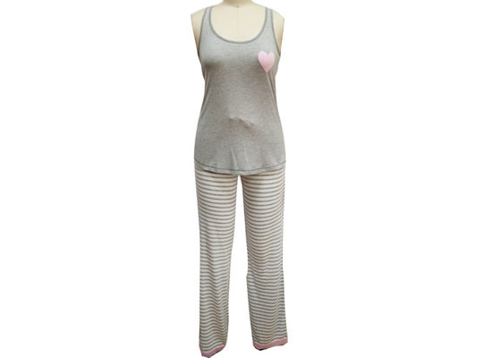 Personalized Womens Button Up Pajama Sets , Trendy Grey Girls Pajamas Sets supplier