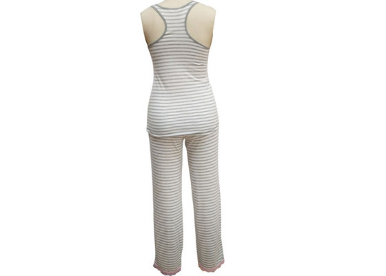 Personalized Womens Button Up Pajama Sets , Trendy Grey Girls Pajamas Sets supplier