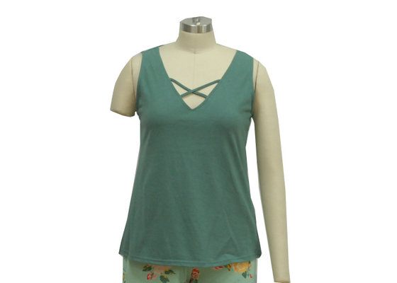 SleeveLess V Neck Ladies Loungewear Sets Jersey Womens Nightwear Sets supplier