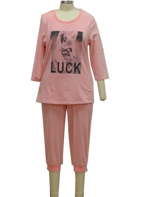 Polyester Viscose Ladies Pajama Sets Three Quarter Tops & Pants For Autumn supplier