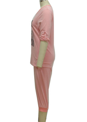 Polyester Viscose Ladies Pajama Sets Three Quarter Tops & Pants For Autumn supplier