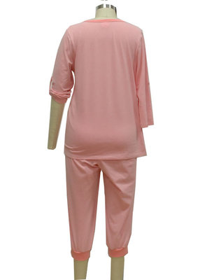 Polyester Viscose Ladies Pajama Sets Three Quarter Tops & Pants For Autumn supplier