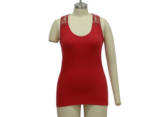 Elegant Royal Red Ladies Tank Tops Lace Camisole Top Viscose Elastane Material supplier