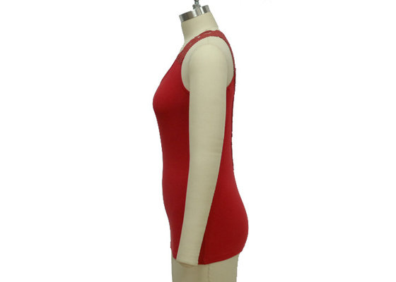 Elegant Royal Red Ladies Tank Tops Lace Camisole Top Viscose Elastane Material supplier