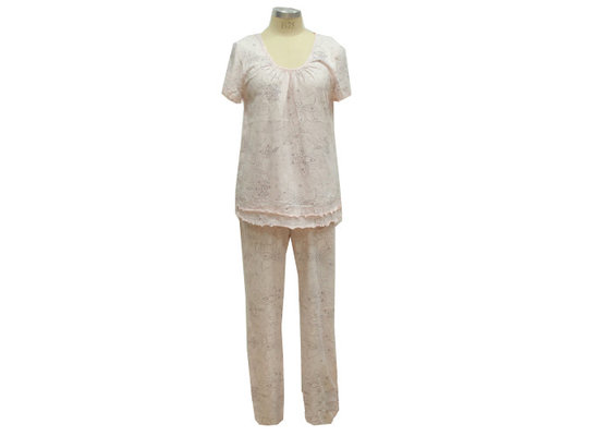 Lounging Women'S 100 Cotton Pajama Sets , Womens Cuffed Pyjamas Eco Friendly supplier
