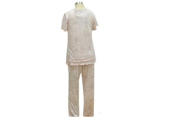 Lounging Women'S 100 Cotton Pajama Sets , Womens Cuffed Pyjamas Eco Friendly supplier