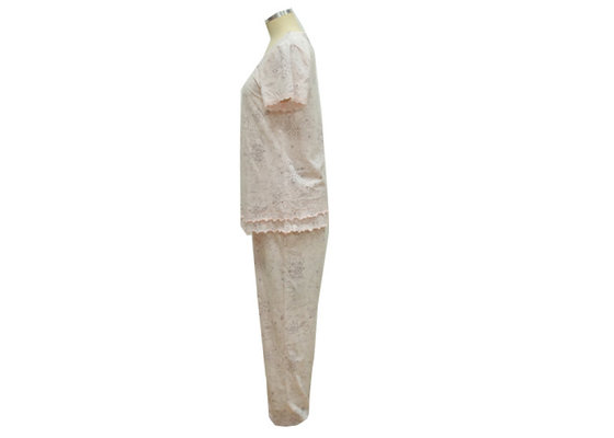 Lounging Women'S 100 Cotton Pajama Sets , Womens Cuffed Pyjamas Eco Friendly supplier