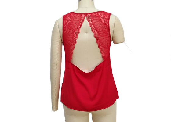 Popular Ladies Summer Tank Tops , Holiday Style Lace Back Flounce Tank Top supplier