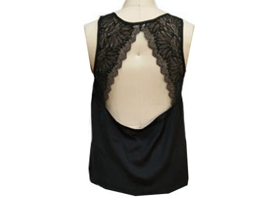 Popular Ladies Summer Tank Tops , Holiday Style Lace Back Flounce Tank Top supplier