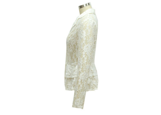 Lady's Sexy  Long Sleeve Party Wear Casual Top With Lace / Slim  Woman Lace Casual Shirt supplier