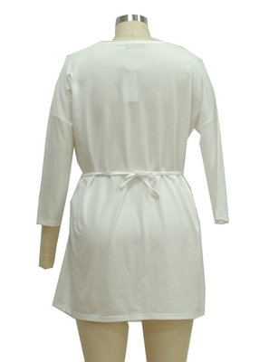 Fitness Daytime Casual White Sundress With Sleeves , Casual Knit Summer Dresses supplier