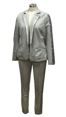 Sequins Decorated Womens Casual Suits ,  French Terry Ladies Two Piece Suits supplier