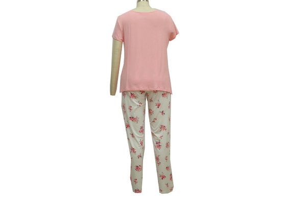Fancy Ladies Summer Pyjamas , Women'S Cotton Knit Pajama Sets With Chest Pocket supplier