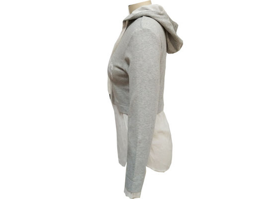 Lightweight Grey Ladies Zip Up Hoodies , 100% Cotton Womens Zip Up Sweatshirts supplier