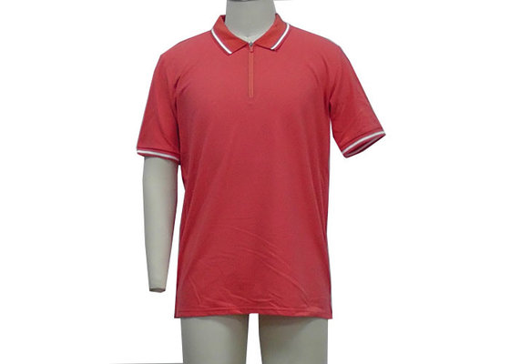 Nice Red Mens Polo T Shirts Placket With Adhesive Tape Customized  Size supplier