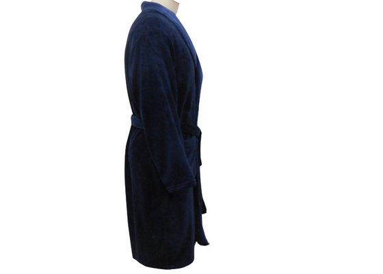 Turn Down Collar Long Sleeved Nightdresses , Super Soft Womens Fleece Bathrobe supplier