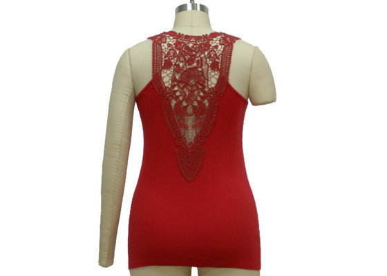 Elegant Royal Red Ladies Tank Tops Lace Camisole Top Viscose Elastane Material supplier